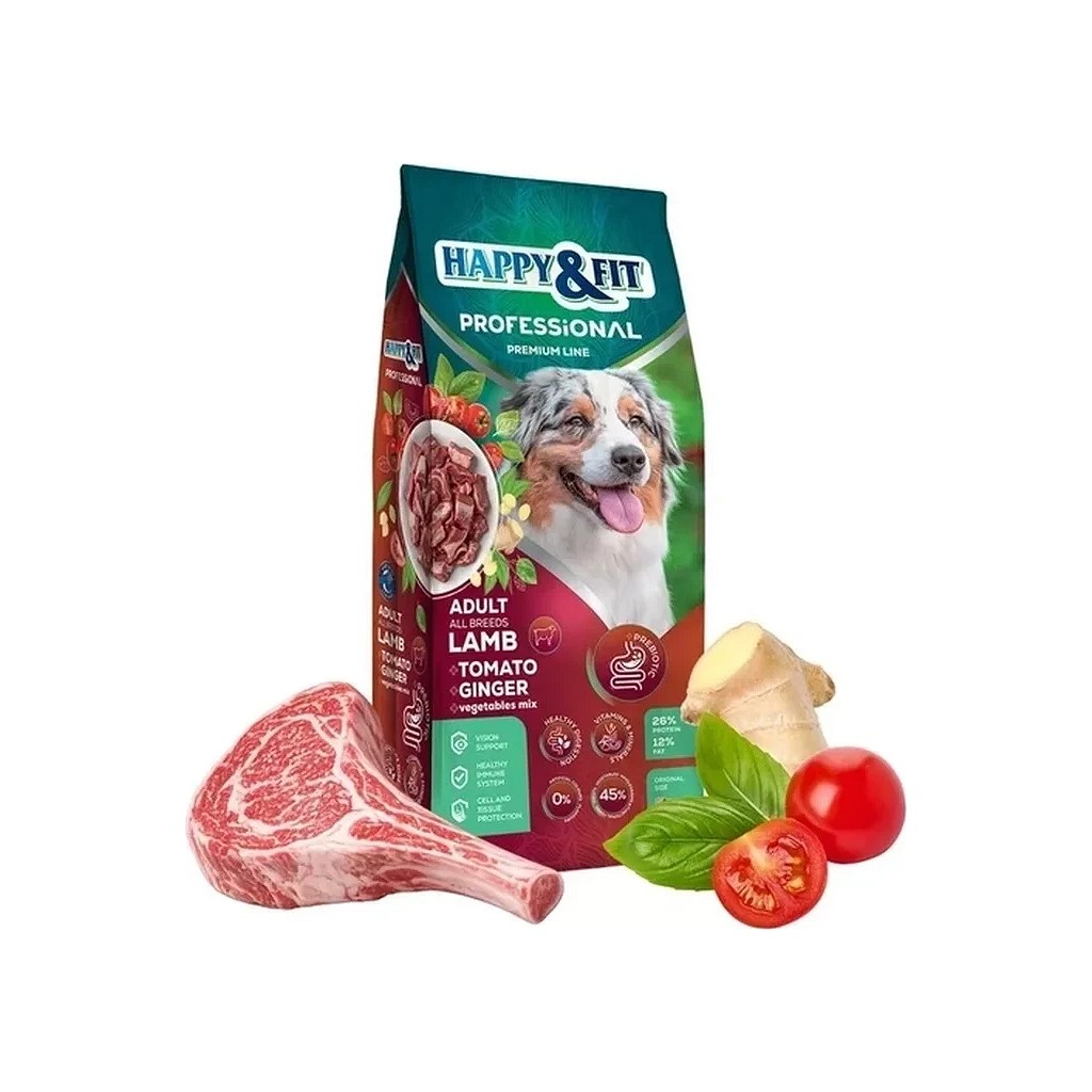 Happy&Fit Professional Adult Lamb, Tomato, Ginger | Okosgazdi