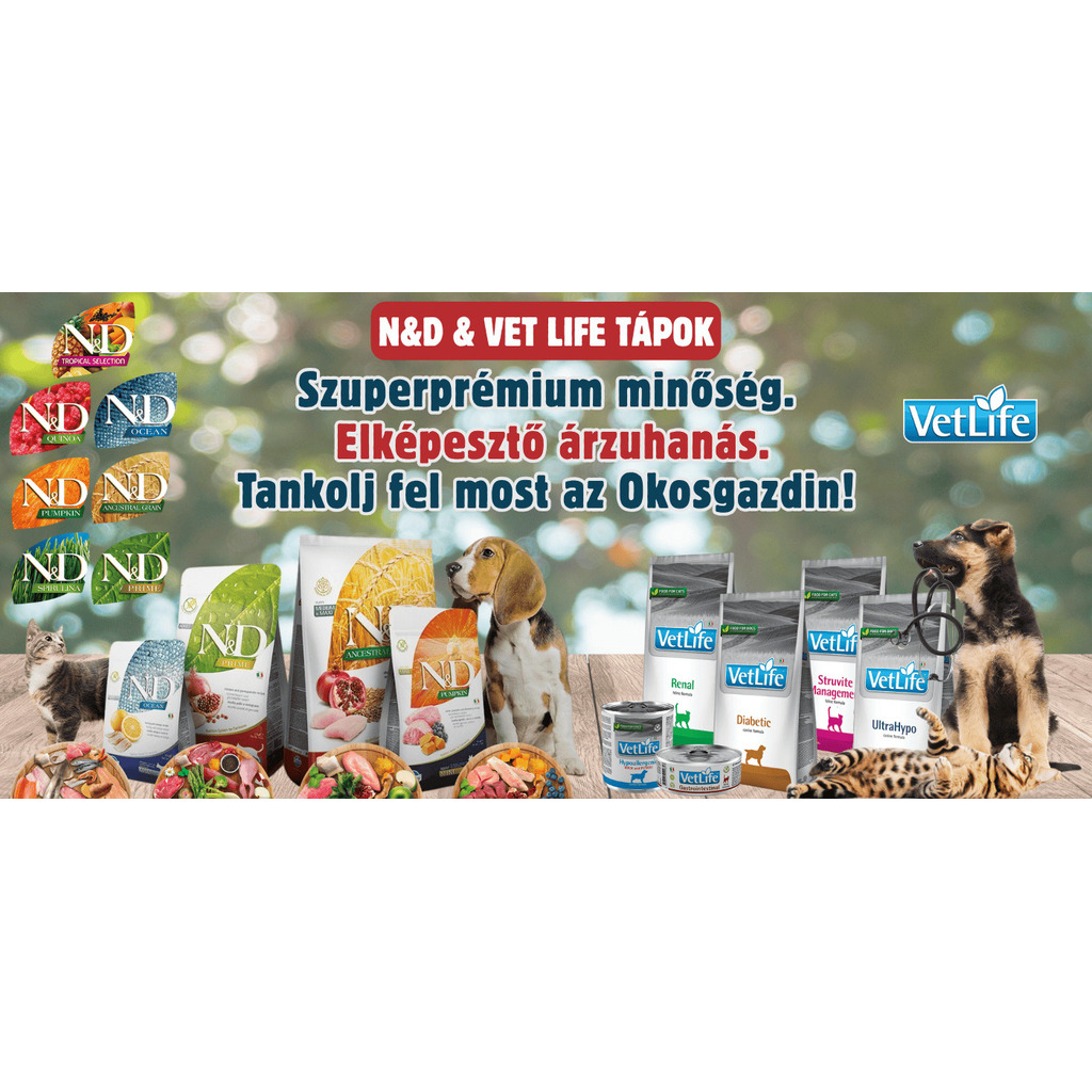 N&D és Vet Life tápok - Mega árparádé az Okosgazdin!